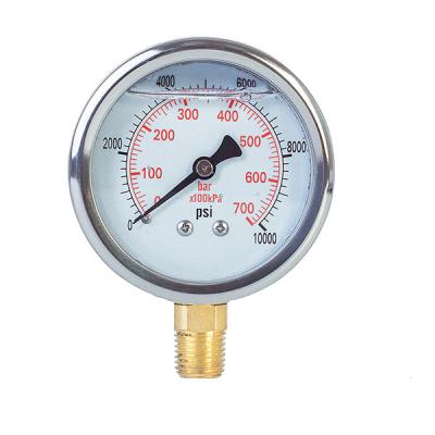 China Bottom Connection 0.5cm Liquid Filled Pressure Gauges 10000 Psi 1/4