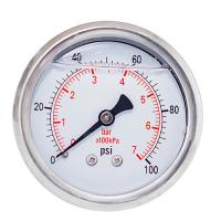 China 2-1/2 Inch 100kPa 7bar Glycerin Liquid Filled Pressure Gauge 1/4 NPT Back Mount for sale
