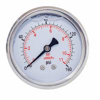 China 63mm 160 PSI Liquid Filled Pressure Gauge 11 Bar 1/4 BSP Brass Back Mount for sale
