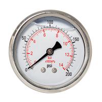 China 2.5 Inch 200 PSI Glycerine Filled Pressure Gauge 1/4 BSP Back Mount Stainless Steel Case for sale