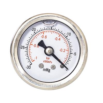China 1.5 Inch Liquid Filled Vacuum Gauge -30inHg 1/4 NPT Back Mount Stainless Steel Case for sale