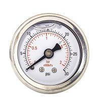 China 1.5 Inch 30 Psi Silicone Oil Filled Pressure Gauge 2 Bar BSPT Back Mount Stainless Steel for sale