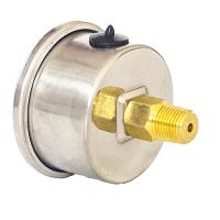 China 1.5 Inch 30 Psi Silicone Oil Filled Pressure Gauge 2 Bar BSPT Back Mount Stainless Steel for sale