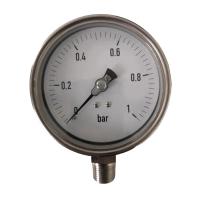China 4 Inch Stainless Steel Liquid Filled Pressure Gauge 0-1 MPa 1/2 NPT Bayonet 1.6% Accuracy for sale