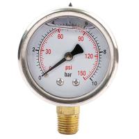 China 2.5in Liquid Filled Pressure Gauge 0-150 psi 1/4 BSPT Stainless Steel Case Brass Internal for sale
