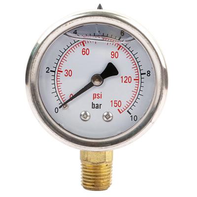 China 2.5in Liquid Filled Pressure Gauge 0-150 psi 1/4 BSPT Stainless Steel Case Brass Internal for sale