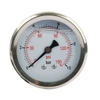 China 2.5 Inch 150 PSI 10 Bar Liquid Filled Pressure Gauge Stainless Steel Case Back Mount for sale