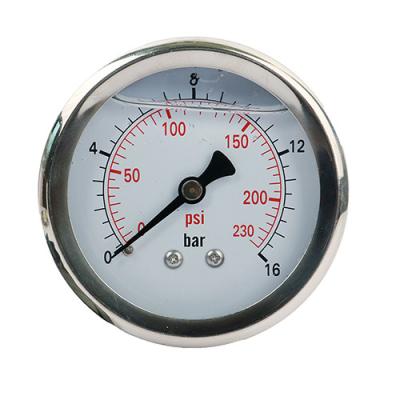 China 2.5 Inch Liquid Filled Pressure Gauge 230 Psi 1/4 NPT Brass Internal Stainless Steel Case for sale