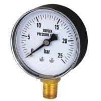 China SS Case 2.5in 25 Bar Oxygen Pressure Gauges 1/4 NPT Lower Mount Meter for sale