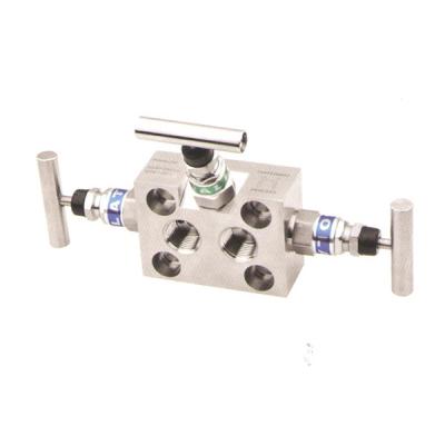 China Stainless Steel Three Way Manifold Valve 6000 psi 200C 1/2 Female NPT Needle Valve for sale