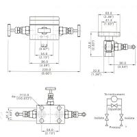 China Stainless Steel Instrument Manifold Valve Three Valve 6000 Psi 1/2 Female NPT Flange for sale