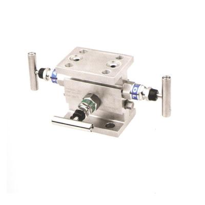 China PTFE 6000Psi Needle Valve Manifold 3 Way Pressure Gauge Manifold Valves 200C for sale