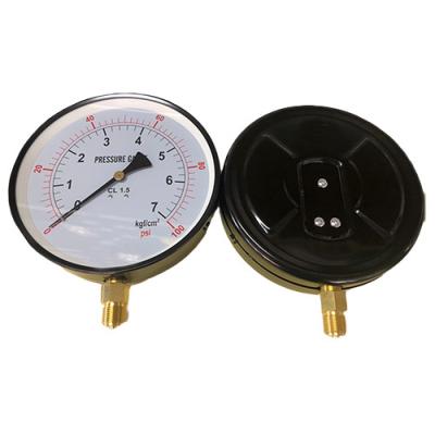 China 8 Inch 200mm 100 Psi Dry Pressure Gauge 1/2 BSP Bourdon Tube Gauge Steel Case Brass Internal for sale