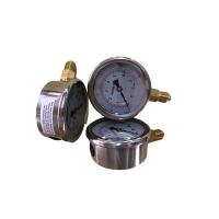 China 63mm 100kpa Oil Compound Gauge 1/4 BSPT Stainless Steel Case Brass Connection for sale