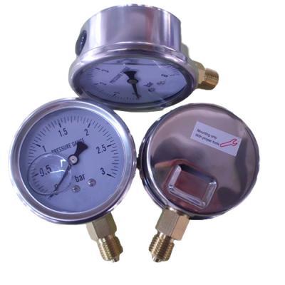 China 2.5 Inch 0-3 bar Liquid Filled Pressure Gauge 1/4 BSP Lower Mount Stainless Steel for sale
