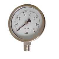 China Stainless Steel Liquid Filled Pressure Gauge 2.5 Inch 0-7 Bar 1/4 NPT Lower Mount for sale