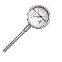 China Lower Mount Stainless Steel 4 Inch 100mm Glycerine Bimetal Stem Thermometer 50-650C for sale