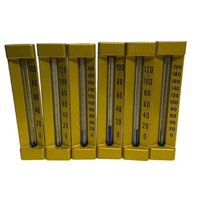 China Industrial Glass Thermometer 90 Degree Angle Liquid Filled 0-200C 3/4 NPT for sale