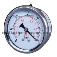 China 63mm Liquid Filled Vacuum Gauge 1/4 NPT Back Mount -30 inHg-0 Stainless Steel Case for sale