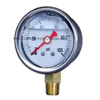 China 40mm 100psi Fuel Pressure Gauge 1/8 NPT Lower Mount Stainless Steel Case for sale