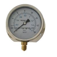 China 4 Inch 100mm Fillable Liquid Filled Pressure Gauge 1/2 BSP Lower Mount 0-16 kg Stainless Steel Case for sale