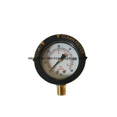 China 2 Inch Dial Water Pressure Gauge 60 psi 1/4 NPT Lower Mount for Aquarium Spa for sale
