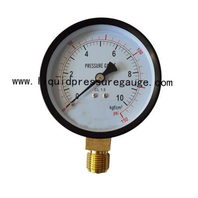 China 4 Inch Dry Hydraulic General Pressure Gauge 1/2 BSP Steel Case 150 Psi for sale