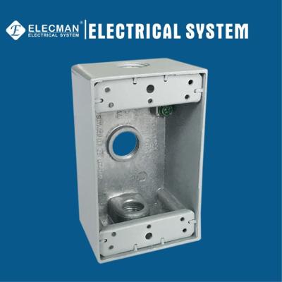 China ELECMAN Aluminum 1 Gang Weatherproof Outlet Box 3 Holes 1/2 in Knockout UL Listed for sale