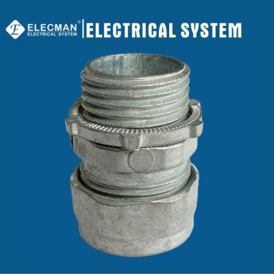 China ELECMAN Zinc EMT Conduit Connector Compression Type 1/2 to 4 Inch UL Listed for sale