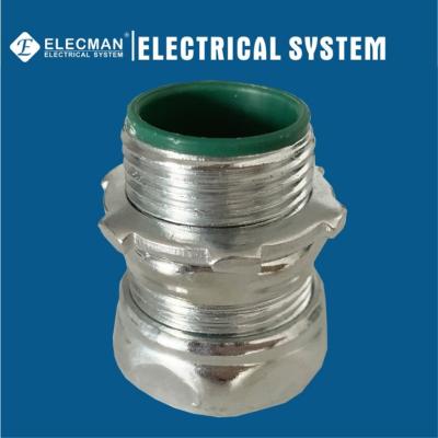 China ELECMAN Insulated Steel EMT Conduit Connector Compression 4 Inch UL E513114 for sale