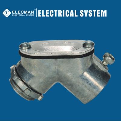 China Zinc 90 Degree Pull Elbow EMT Conduit Fitting Set Screw Type 1/2 to 1-1/4 Inch for sale