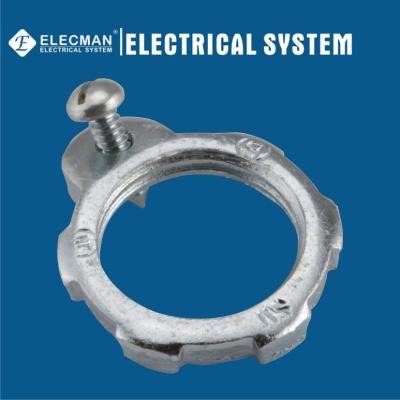 China ELECMAN Zinc Plated Steel IMC Rigid Conduit Locknut with Grounding Screw 1/2 to 4 Inch for sale