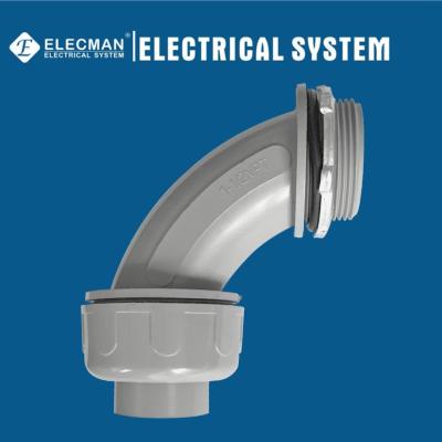 China ELECMAN Nylon Liquid Tight Connector 90 Degree Flexible Conduit Fitting 3/8 to 2 Inch UL Listed for sale