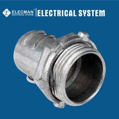 China ELECMAN 2 Inch Zinc Straight Squeeze Connector Screw In Flexible Conduit to Box UL Listed for sale