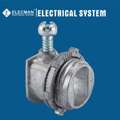 China ELECMAN Zinc BX Flexible Conduit Connector Set Screw Cable to Box 3/8 in for sale