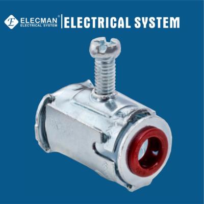 China ELECMAN Steel Cable Connector Snap-In Set Screw 1/2 to 3/4 Inch MC Conduit Fitting for sale