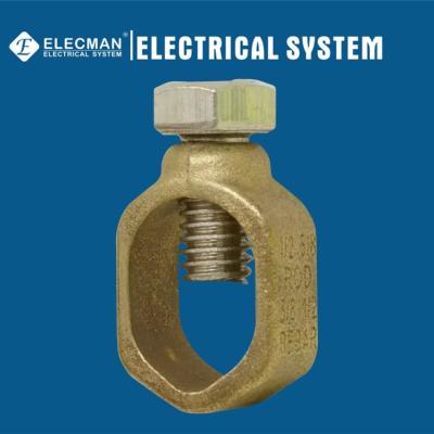 China ELECMAN Copper Alloy Grounding Rod Clamp A Type with Stainless Steel Screw 1/2 to 3/4 Inch for sale