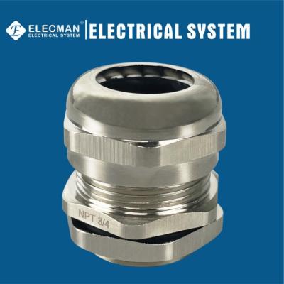 China Nickel Plated Brass Waterproof Cable Gland Threaded Type for sale