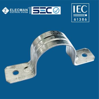 China IEC 61386 Zinc Plated Steel EMT Conduit Strap Two Holes 20mm to 50mm for sale