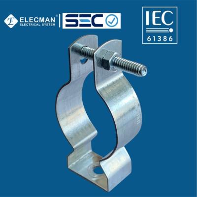 China Pre Galvanized Steel EMT Rigid Conduit Hanger with Bolts 20mm to 50mm IEC 61386 for sale