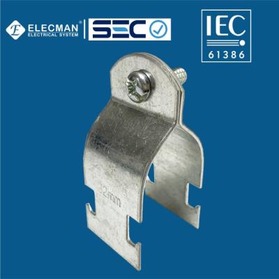 China IEC 61386 Steel RUC Conduit Pipe Strut Clamp Two Pieces Universal Type 20mm-50mm for sale
