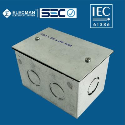 China IEC 61386 Steel Welded Electrical Junction Box 100x65x65mm with Cover and Gasket for sale