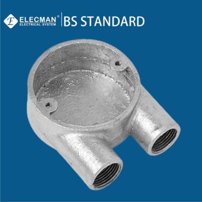 China BS4568 Malleable Iron U Outlet Box Two Way Type 20mm 25mm Conduit Receptacle Box for sale