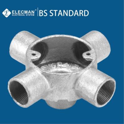 China ELECMAN BS4568 Malleable Iron Five Way Conduit Outlet Box 20mm 25mm for sale