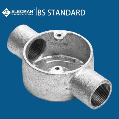 China BS 4568 Malleable Iron Through Extension Electrical Outlet Box 20mm 25mm Two Way for sale