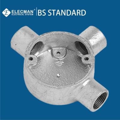 China BS4568 Malleable Iron Tee Outlet Box Three Way Type 20mm 32mm for sale