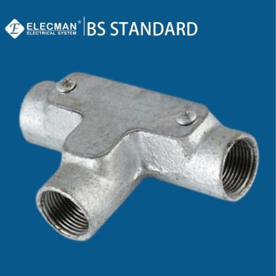 China Galvanized BS4568 Malleable Iron Inspection Tee 90 Degree 20mm 25mm for sale