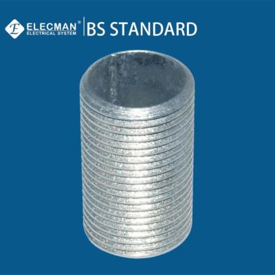 China BS4568 Zinc Plated Steel Long Nipple 20mm-32mm Threaded Conduit Fitting for sale