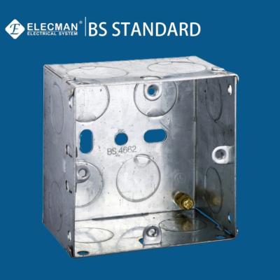 China BS4662 Galvanized Steel 1 Gang Switch Socket Box 3x3 with 16mm to 47mm Depth for sale
