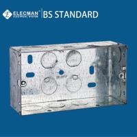 China Galvanized Steel BS4662 2 Gang Switch Socket Box 3x6 with 20mm 25mm Knockouts for sale